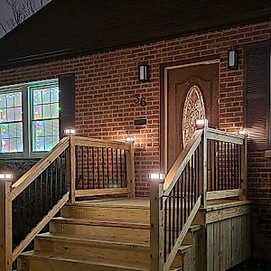 8 Pack Solar Post Lights Outdoor Solar Post Cap Lights, 20 Lumen High Brightness Waterproof LED Fence Post Solar Lights with Base for 4x4 5x5 6x6 Wooden Posts,Black