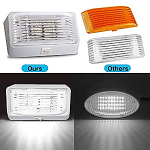 BlueFire Super Bright LED RV Porch Light RV Exterior Lights Porch Utility Light 12V Replacment Light with ON/OFF Switch, Clear and Amber Removable Lens for RV, Trailer, Camper (2 Pack)