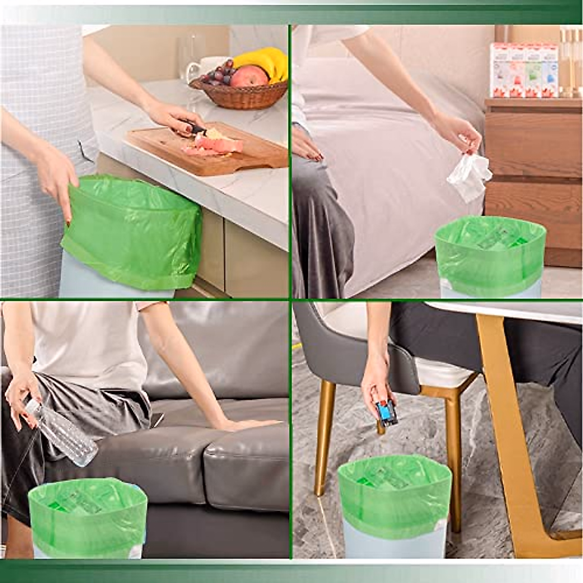 iDemaya Medium Compostable Trash Bags, Biodegradable 8 Gallon Garbage Bags, Recycling Degradable Unscented Rubbish Bags for Kitchen Bathroom Office Car Pet Wastebasket, (4 Rolls / 100 Count, Green)