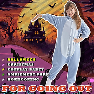 Beauty Shine Onesie Cartoon Animal Costume One Piece Pajamas Cosplay Halloween Christmas Sleepwear Jumpsuit Homewear (US, Age, 8 Years, Stitch)