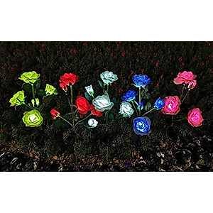 Red 2 Pack, Solar Garden Lights Decorative, 10 Rose Lights Flowers LED for Garden Yard Patio Pathway Lighting, Decorative Flower lamp, Rainproof(Red)