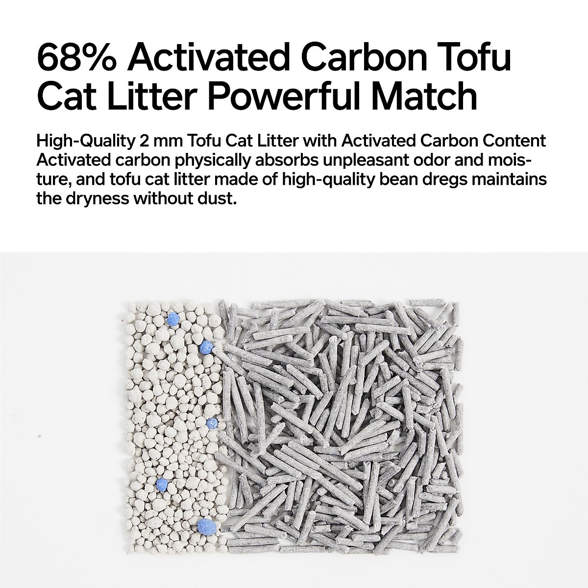 pidan Mixed Cat Litter Tofu with Activated Carbon Bentonite Flushable Odor Free Absorbent and Fast Drying Selected Quality Pea Dregs Solubility in Water Vacuum Package (6L-5.3lb/Bag, 1bag)