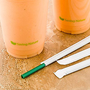 Restaurantware Basic Nature Green PLA Plastic Straw - Wrapped, Compostable - x 8 1/4" - 100 count box