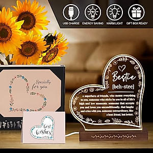 Weming Bestie Gifts for Women, Decorative Night Light Gifts, Sister Gifts, Bestie Birthday Gifts for Friends Coworker Workmates, Best Friendship Gifts for Christmas Thanksgiving Valentines Day,NL14
