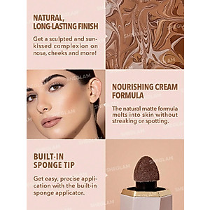 SHEGLAM Sun Sculpt Cool Toned Liquid Contour Stick Long Lasting Cream Bronzer Makeup - Soft Tan