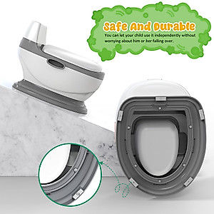 Realistic Training Toilet Potty for Toddler Boys Girls - Splash Guard - Flush Button (Pink)