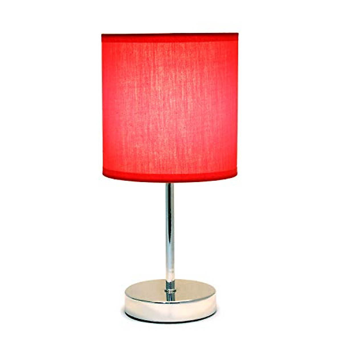 Simple Designs LT2007-RED Chrome Mini Basic Table Lamp with Fabric Shade, Red