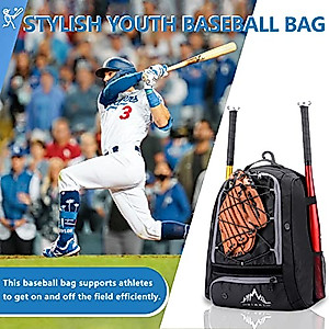 Himal Outdoors Baseball Bag - Bat Backpack for Baseball, T-Ball & Softball Equipment & Gear for Adults | Holds Bat, Helmet, Gloves and Cleats | Shoes Compartment & Fence Hook