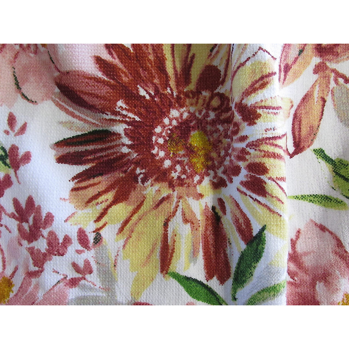 Pink & Gold Sunflowers Crochet Top Double Layer Fall Hanging Towel - Blush Cotton Crochet Top