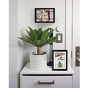 Golden State Art, 8.5x11 Black Wooden Picture Frame - White Mat for 2-5x7 Photos or 8.5x11 Certificate Without Mat - Real Glass - Easel Stand for Landscape/Portrait Table Display