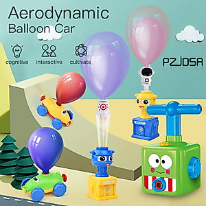 PZJDSR Balloon Launcher Car Toy Set,Balloon Powered Cars with Manual Pump Toy Balloon car,Rocket Balloons with Pump Preschool Science Toys Suitable for Boys and Girls Over 3 Years Old（red）