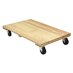Vestil HDOS-2436-12 Solid Deck Hardwood Dolly with Hard Rubber Casters, 1200 lbs Capacity, 36" Length x 24" Width x 6-3/4" Height , Tan