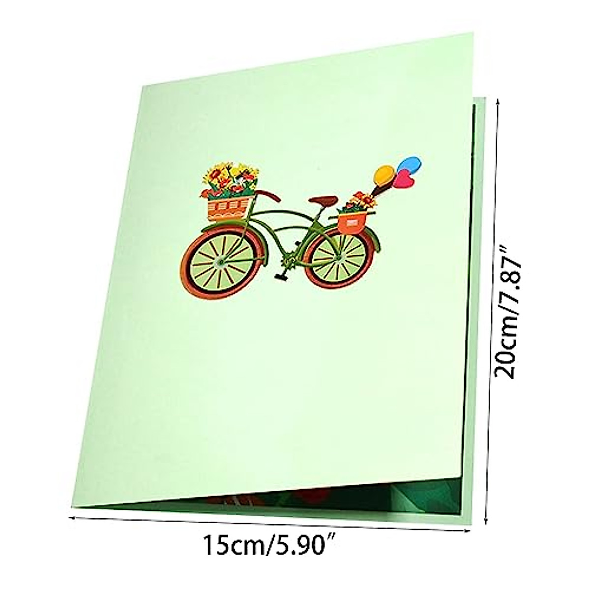 Yuly Bicycle 3D Pop-Up Card Flower Basket Bike Greeting Card With Envelope For Wife Mom Birthday Cards Outdoor Travel Card Pop-Up Card