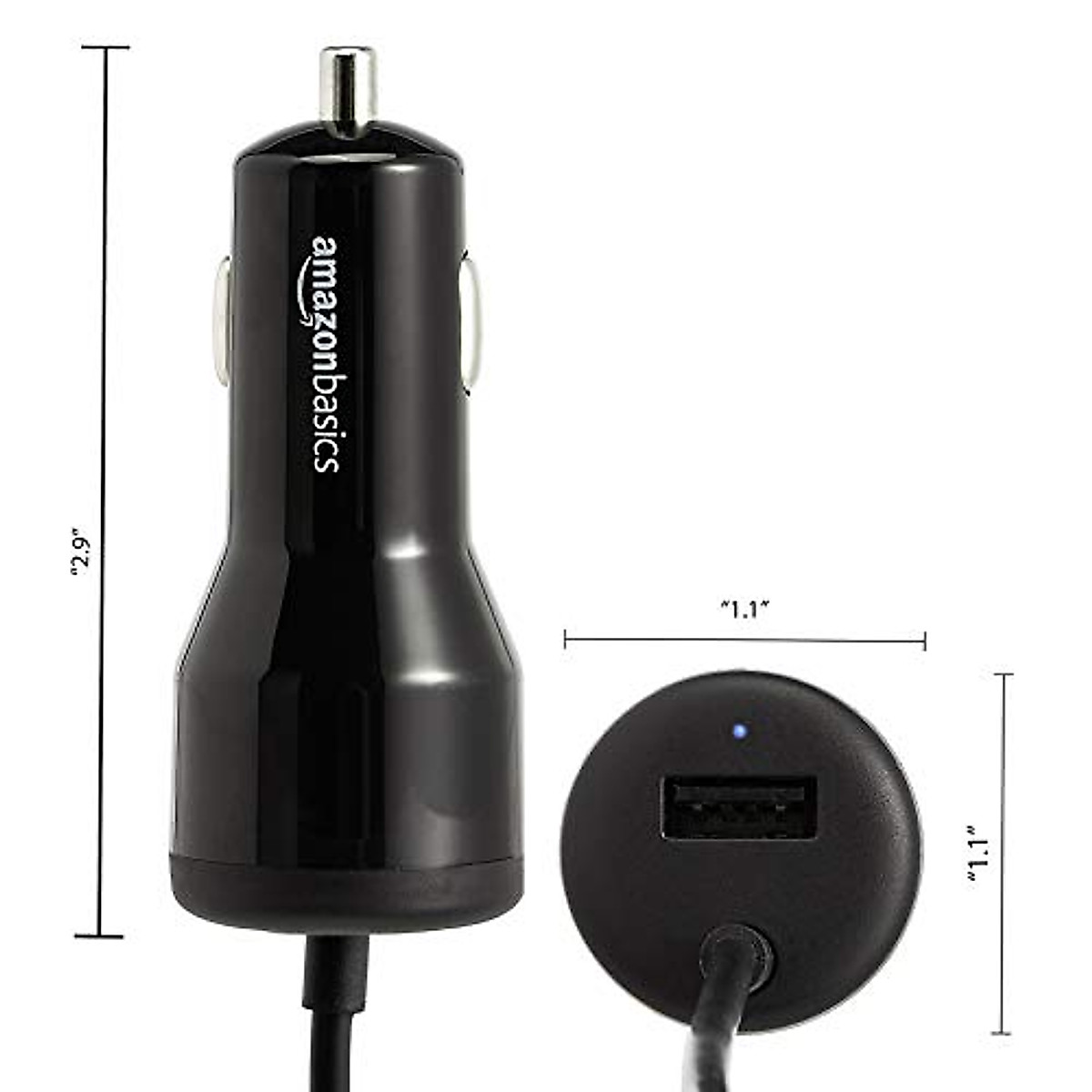 Amazon Basics 30W USB Car Charger, 1 USB-C (18W) Cable with Power Delivery and USB-A (12W) Port - Black