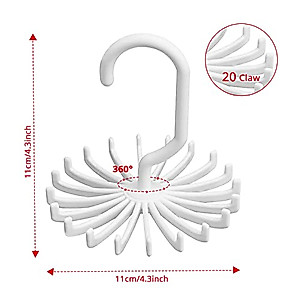DEFUTAY Belt Hanger Scarf Tie Rack Holder Hook, 2 PCS Hangers for Closet,360 Degree Rotating Closet Clothes Hangers with 20 Claws for Hanging, Scarf,Hats, Towels,Bags, Shoes,Ties