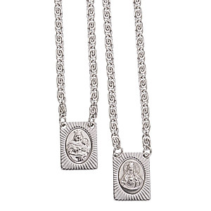 Scapulars Catholic I Sacred Heart of Jesus & Our Lady of Mount Carmel Medals I Stainless Steel Scapular Necklace for Women & Men - 14 Inch long I Catholic Religious Necklace - Stamped Icons