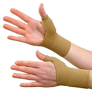 Beige Wrist HandWrist,1 Pair Beige Wrist Hand Support Gloves Thumb Hand Wrist Support Strap Glove Elastic Brace Sleeve Sports Bandage Wrap Pain Relief Artritis Reumatoide Gloves manopla para el dolor