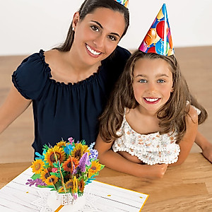 JinRuiKJ Sunflowers 3D Pop Up Card - Handmade 3D Popup Cards with Envelope, 5.9" x 7.9" Cover, Pop Up Flower 3D Greeting Cards - Funny Birthday Cards for Women