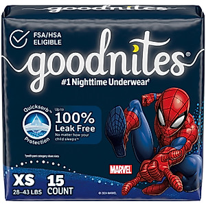 Goodnites Boys' Nighttime Bedwetting Underwear, Size Extra Small (28-43 lbs), 15 Ct, Packaging May Vary