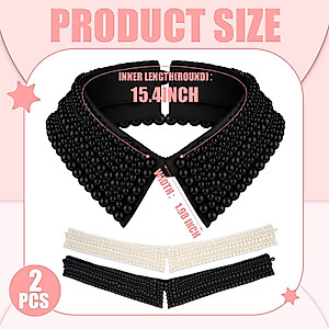 Hicarer 2 Pieces Pearl Collar Necklace for Women Detachable Fake Collar Simulated Pearl Beaded Bib Dickey Collar(Delicate)