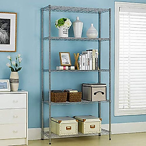 1250 LBS Chrome 5 Tier Shelf Wire Shelving Unit - 14"x36"x72", NSF Metal Heavy Duty Large Storage Shelves Height Adjustable Utility for Garage Kitchen Office Commercial Shelving Steel Layer Shelf
