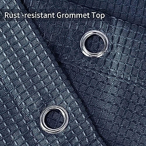 GAOMON Waffle Shower Curtain Waterproof Fabric Heavy Duty Shower Curtain for Bathroom 84 Inch Waffle Weave Shower Curtain Hotel Spa Luxury Navy Blue, 72''Wx84''L