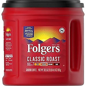 Folgers Classic Roast Medium Roast Ground Coffee, 30.5 Ounces (Pack of 6)