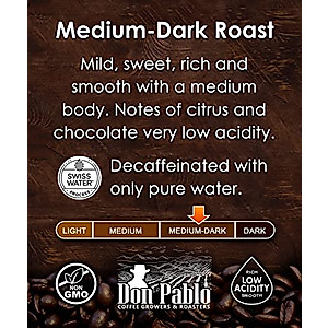 2LB Don Pablo Colombian Decaf - Swiss Water Process Decaffeinated - Medium-Dark Roast - Whole Bean Coffee - Low Acidity - 2 Pound (2 lb) Bag