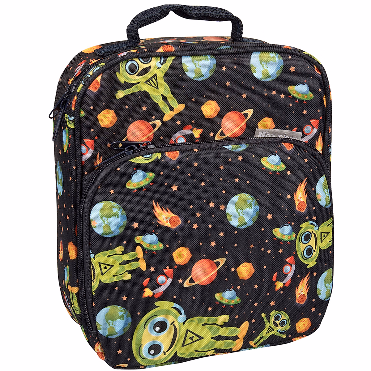 Bentology Lunch Bag and Box Set for Boys, 9 Pieces Total - Kids Insulated Lunchbox Tote, Bento Box, 5 Containers and Ice Pack - Alien