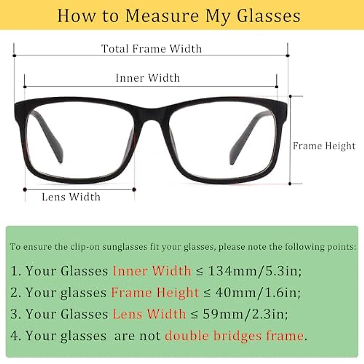 FRAZALA Polarized Clip On Night Vision Glasses for Driving Over Prescription Glasses UV400 Protection Lenses (Night Vision x 2)