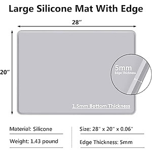 ANLEBUY Non-Slip Floor Mat Trash Can Mat with Raised Edge 24"X16", Recycle Bins Pad Under Trash Bin Mat Waterproof Floor Protector, Silicone Mat for Opening Cans, Kitchen, Fridge, Washer, Coffee