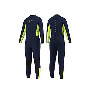 Goldfin Kids Wetsuit for Boys Girls, 3mm Neoprene Fullsuit for Toddler Back Zip Youth Water Aerobics Diving Boating Snorkeling Surfing Swimming