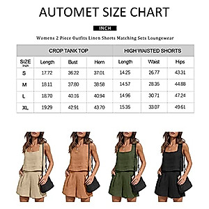 AUTOMET Womens 2 Two Piece Outfits Lounge Matching Sets Casual Y2K Linen Shorts Crop Tops 2023 Trendy Clothes Summer Vacation Outfits