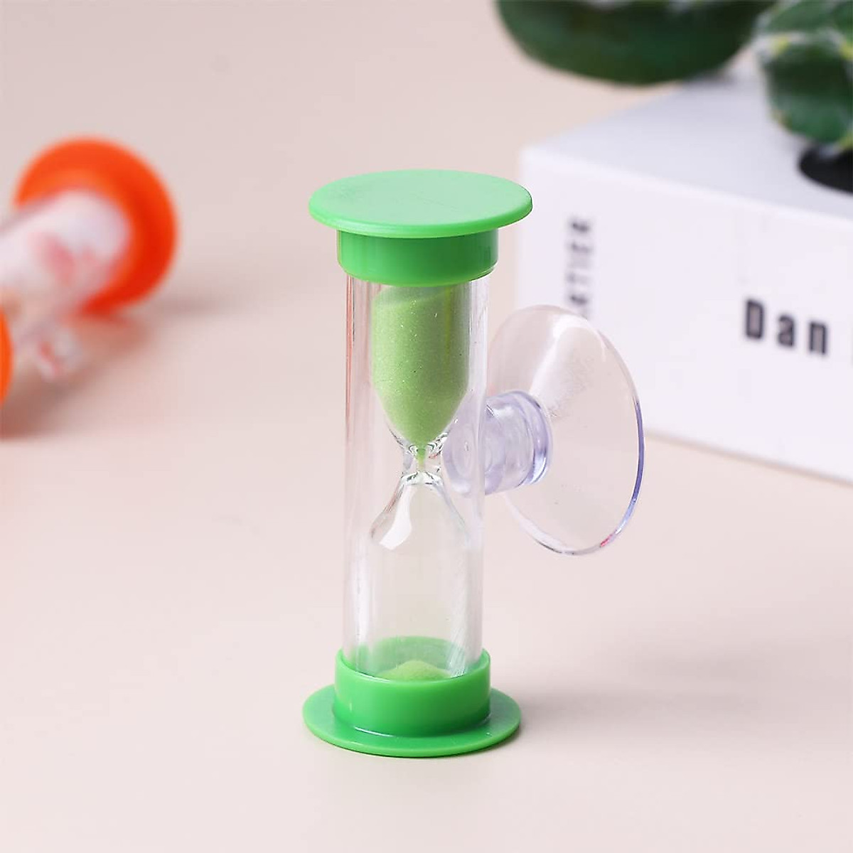 1 pcs Sucker Hourglass,2/3 Minute Sand Clock Glass Mini with Suction Cup for Toothbrushing Timing(3 Minute,Purple)
