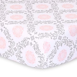 The Peanutshell Pink Floral Fitted Crib Sheet for Baby Girls | Brianna Nursery Collection