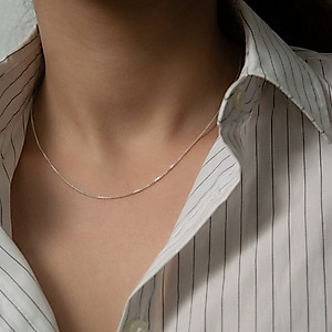 OCHCOH Sterling Silver Box Chain for Women, 20 Inches 925 Sterling Silver Necklace for Women Chains for Women 1.3mm Women Silver Chain Necklace for Women Jewelry Box Chains for Women Gifts