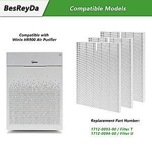 HR900 Replacement Filter 3 Pack Compatible with Winix HR900 Ultimate Pet Air Purifier, H13 True Hepa Filter Part Number 1712-0093-00 Filter T