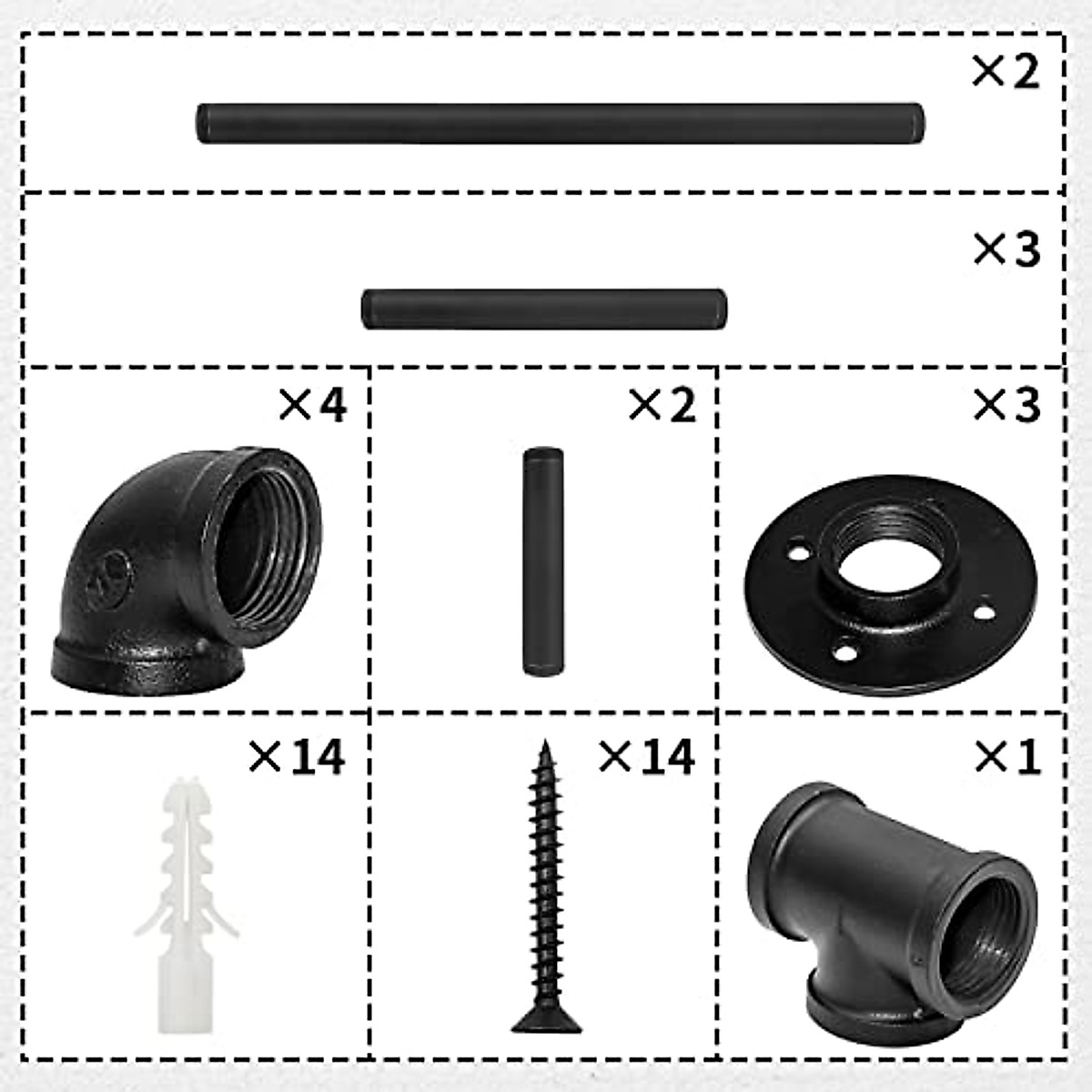 PNBO Wall Mounted Clothes Rack 59 in Length,Industrial Pipe Clothing Rack Wall Mounted Max Load 132Lb,Wall Mounted Garment Rack Space-Saving,Clothes Hanging Rod Bar Multi-Purpose Hanging