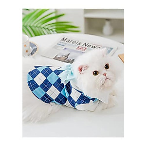 YiQ RiC 2pack=Dog Dress+Dog Shirt Christmas Dog Clothes Dog Christmas Dress Fun Cat Outfit cat Clothes cat Costumes Plaid Adorable Cool Breathable Sky Blue & Pink