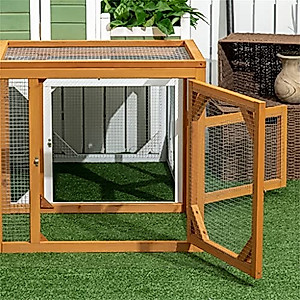 ZSEDP 55" Wooden Chicken Cages, Large Chicken Run with Combinable Design, Poultry Pen, Orange