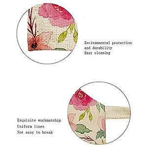 Tovip Sugar Skull 2Pcs Flower Apron Women Men Colorful Skull Cotton Linen Aprons for Kitchen Home Cooking Baking Cleaning Accessories 26.8 x 21.7 inch