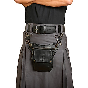 Damn Near Kilt 'Em Premium Black Leather Sporran Kilt Accessory