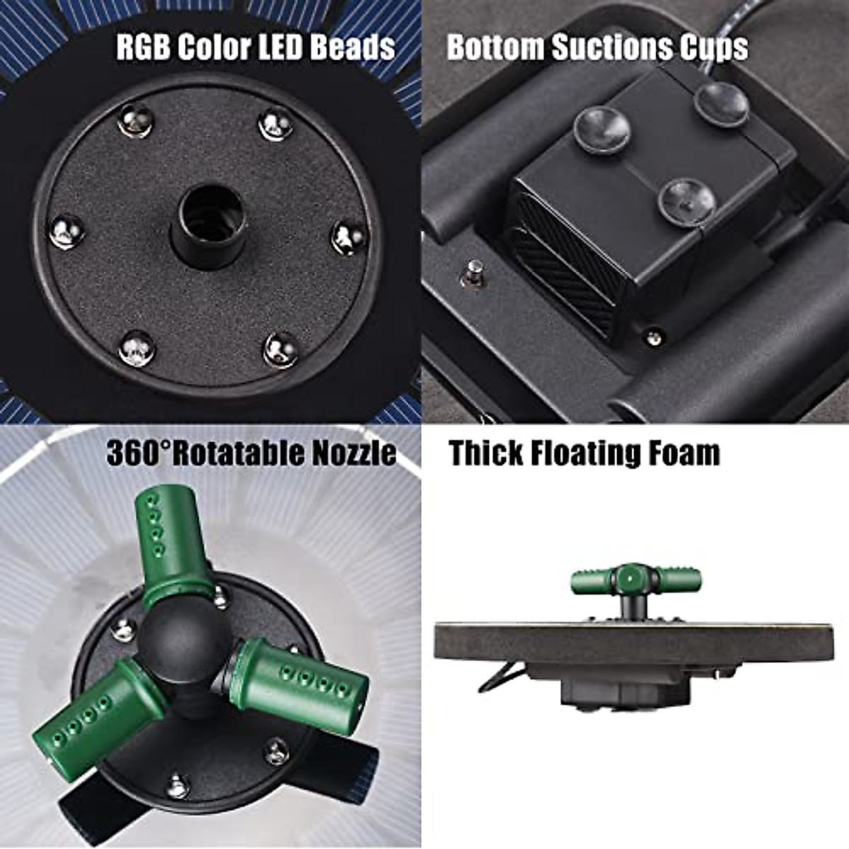 Kavolet Solar Fountain Pump with 360 Degrees Rotatable Nozzle, 4W RGB LED Solar Water Fountain, Battery Free Standing & uto-Shut Off, Water Pump for Bird Bath Garden Small Pond Outdoors