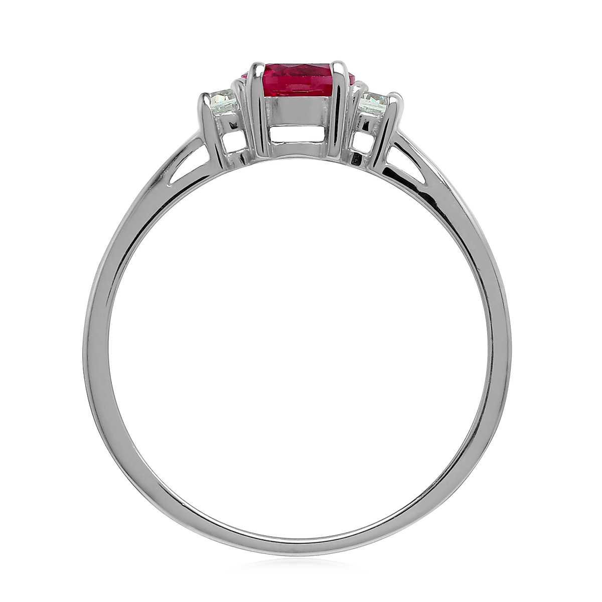 Silvershake 5mm Petite Simulated Round Shape Red Ruby 925 Sterling Silver Promise Ring Jewelry for Women or Teens July Gemstone Birthstone Size 9