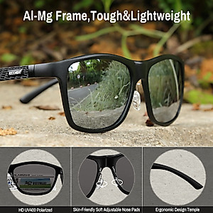 ROCKNIGHT HD Polarized UV Sunglasses for Men Silver Mirrored Sunglasses for Women Metal Square UV 400 Sunglasses Stylish