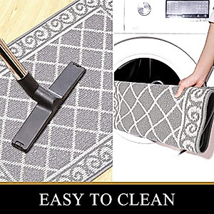 HEBE Kitchen Rug Sets 2 Piece with Runner Non Slip Kitchen Rugs and Mats Washable Kitchen Mats Set for Floor Indoor Doormat Runner Rugs for Kitchen Laundry Hallway Entryway