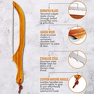 XDDMIAO Bread Knife for Homemade Bread, Sourdough Bread Knife, Bread Saw, Wooden Serrated Bread Slicer, Suitable for Bagels, Baguettes and More, Kitchen Gift Bread Knives.