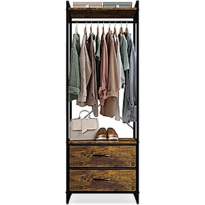 Sorbus Clothing Rack with Drawers - Clothes Stand Dresser - Wood Top, Steel Frame, & Fabric Drawers - Tall Closet Storage Organizer - Stand Alone Garment Rack for Hanging Shirts, Dresses, & Jackets