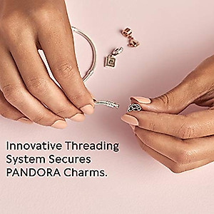 Pandora Jewelry - Moments Pave Heart Clasp Snake Chain Cubic Zirconia Bracelet - Gift for Her - Pandora Rose - 6.7"