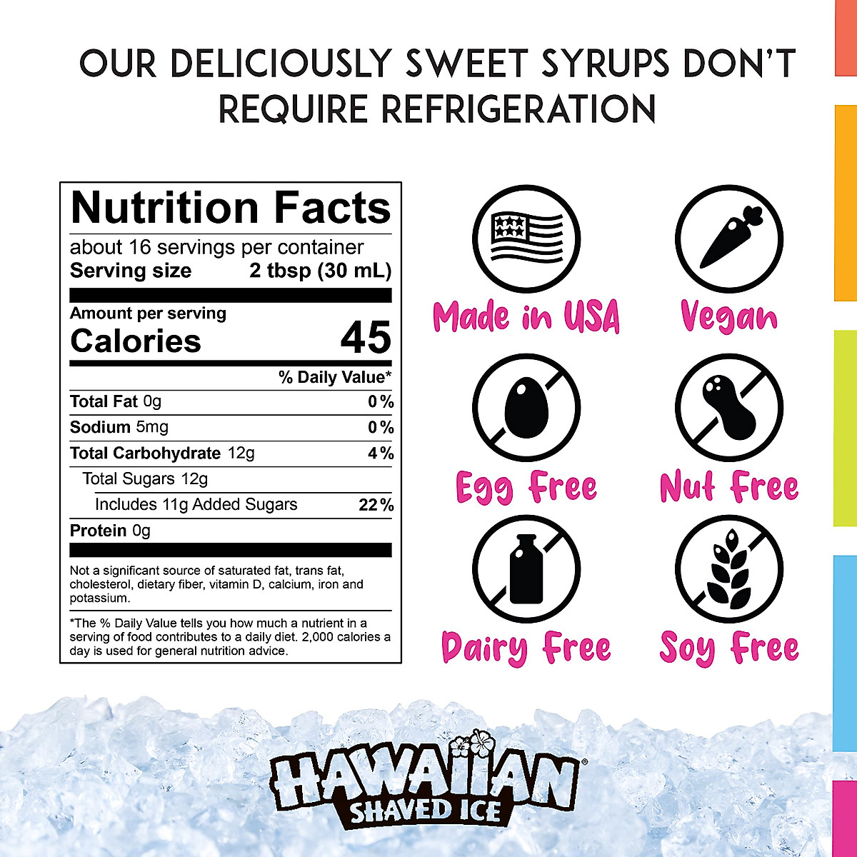 Hawaiian Shaved Ice Syrup Assortment, 3 - 16oz Bottles Of The Most Popular Flavors: Cherry, Grape, Blue Raspberry. Perfect For Shaved ice, Snow Cones, Sodas, Ice Pops, and Slushies. Allergy-friendly